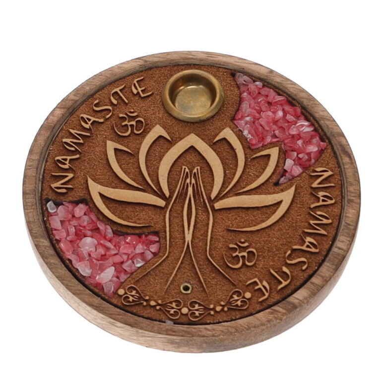 Wood Incense Disc Namaste w/Rose Quartz - ILLUMINATION MANDALAS